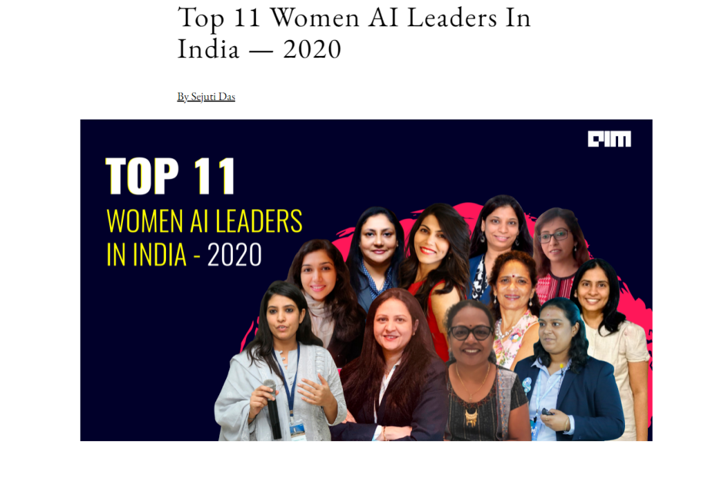 Top 11 Women AI Leaders in India - 2020 | BCT Digital