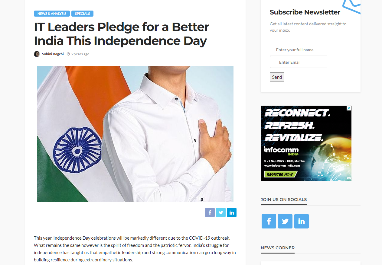 IT Leaders Pledge for a Better India | BCT Digital