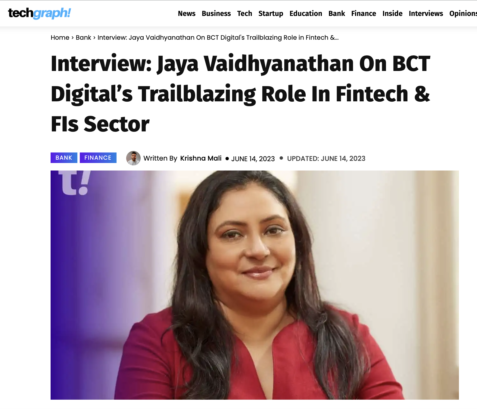 Jaya Vaidhyanathan: Pioneering Fintech Role | BCT Digital