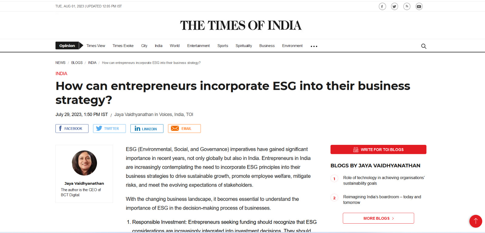 Incorporating ESG into Entrepreneur Strategies | BCT Digital