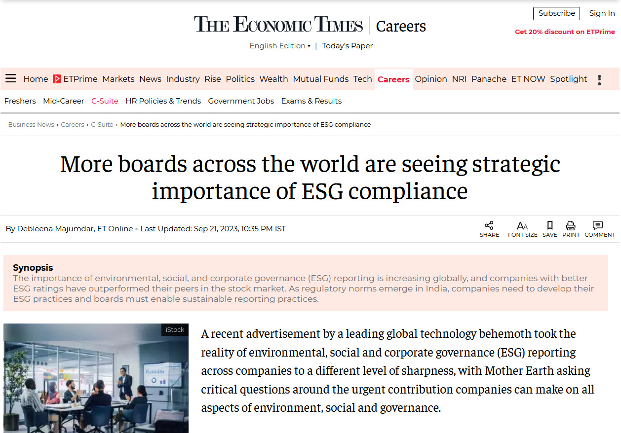 More boards across the world are seeing strategic importance of ESG ...